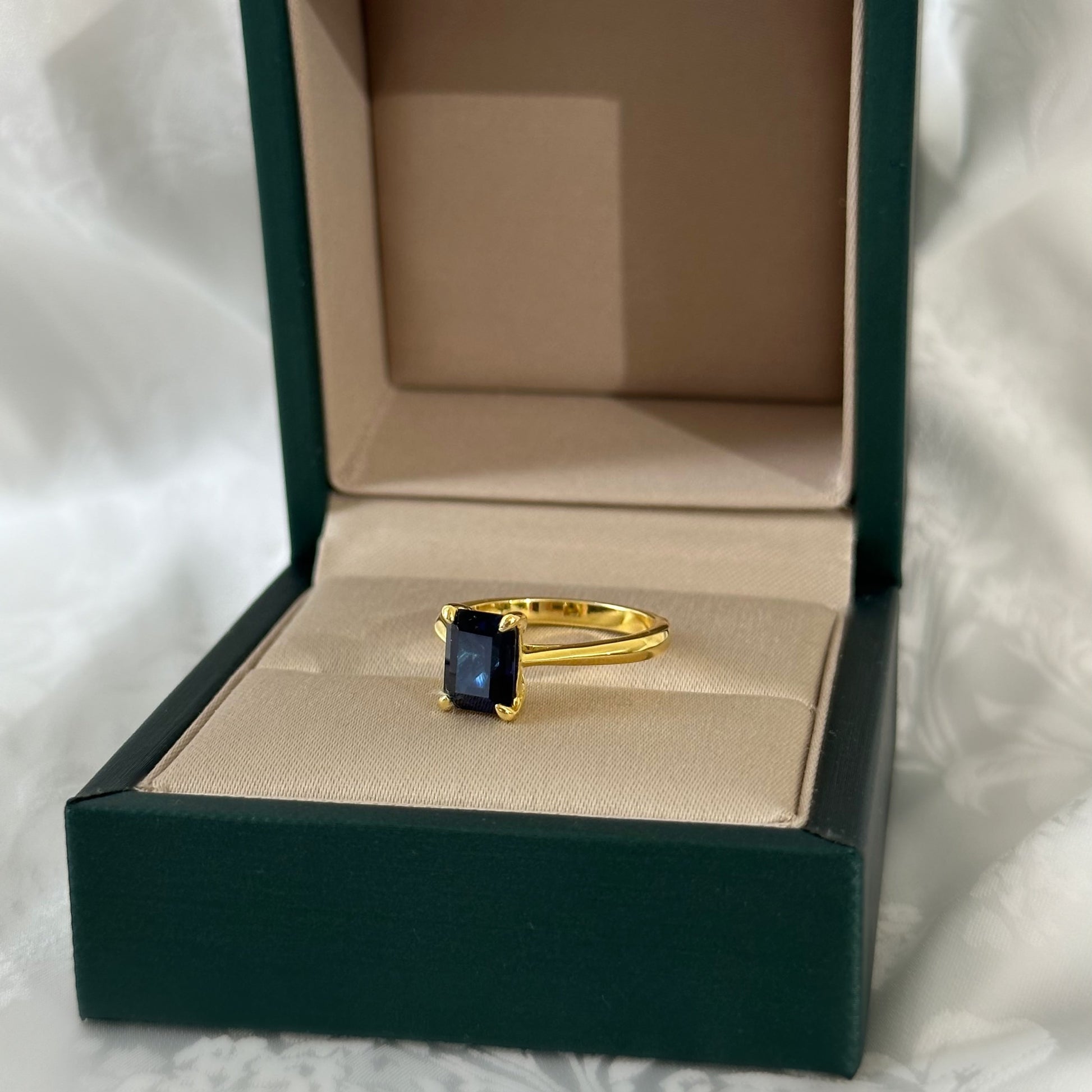 Lab Sapphire Solitaire (Emerald Cut) – Pristine Paradigm