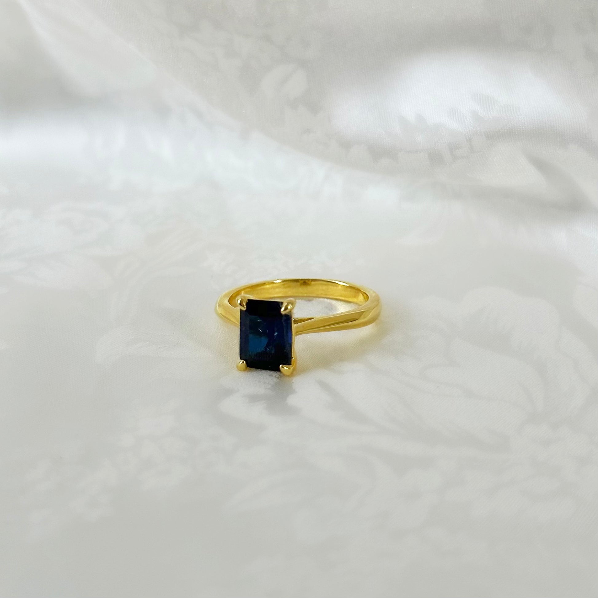 Lab Sapphire Solitaire (Emerald Cut) – Pristine Paradigm